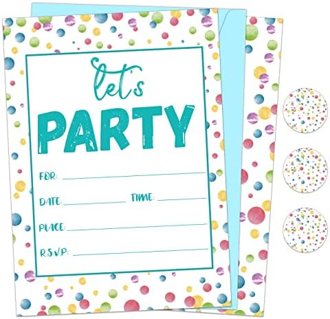 Amazon.com: 30 Pieces Confetti Birthday Invitations LET'S PARTY ...