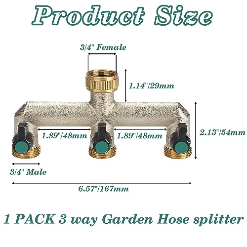 3 Way Hose Manifold Brass Garden Outside Tap Splitter,3/4″ Tap Diverter ...