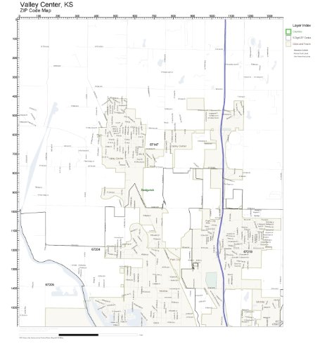 Amazon.com : ZIP Code Wall Map of Valley Center, KS ZIP Code Map Not ...