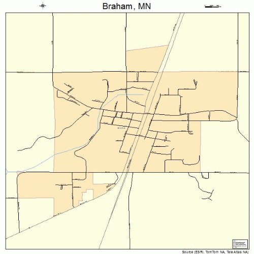 Amazon.com: Large Street & Road Map of Braham, Minnesota MN - Printed ...