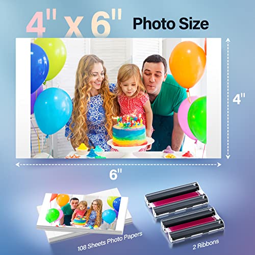 Snapklik.com : 4 X 6 Photo Print Paper & Ribbon, 2 Ribbon & 108 Sheets ...