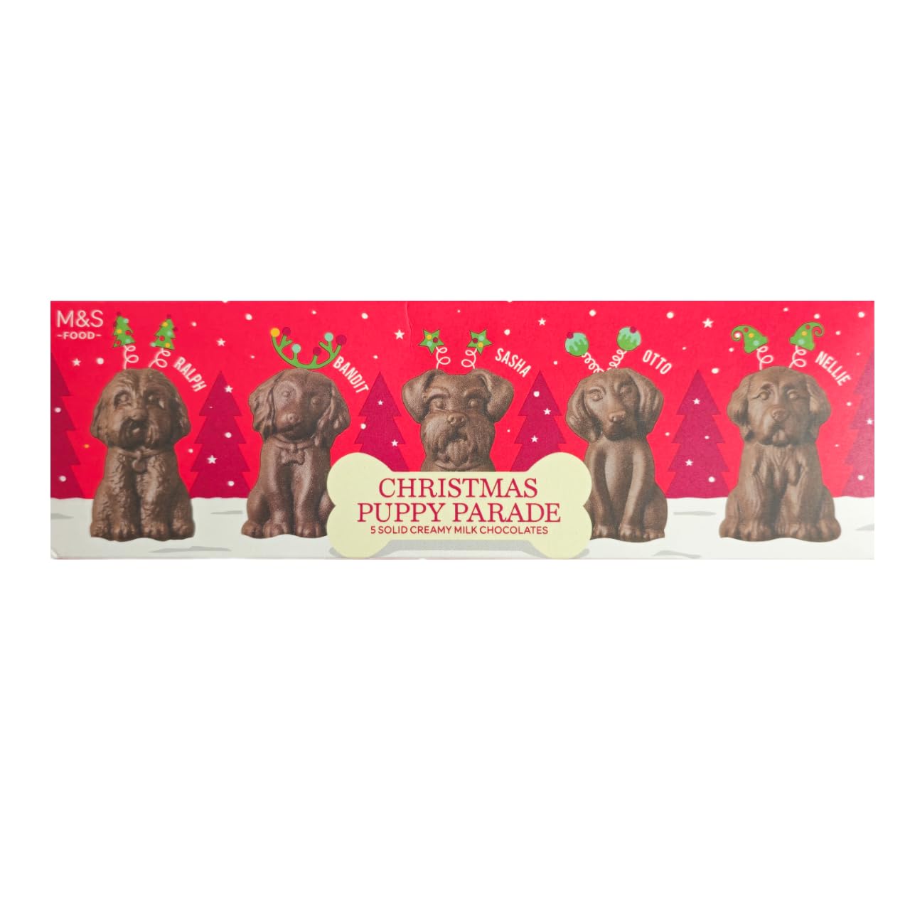 M&S Christmas Puppy Parade Chocolates 53g - 5 Solid Creamy Milk ...