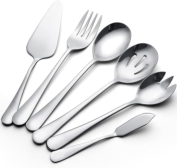 AOOSY 6 Pieces Cutlery Serving Set,Stainless Steel Flatware Serving ...