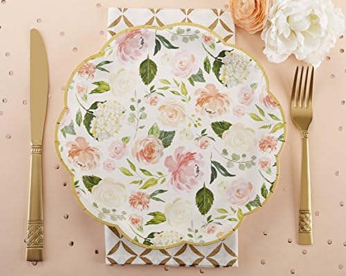 Amazon.com: Kate Aspen Floral Paper Plates (Set Of 8), One Size, White ...