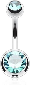 Amazon.com: FIFTH CUE 14G G23 - Piercing para el ombligo de titanio sólido con doble gema, de ...