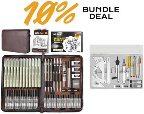 Amazon.com : Nicpro 20PCS Professional Geometry Set with Case + 58 PCS ...