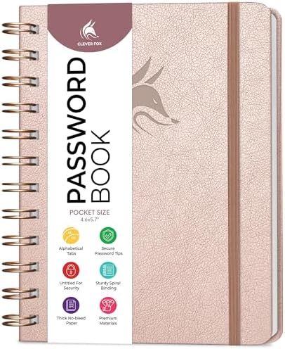 Clever Fox Password Book Spiral – Mini Internet Address & Password ...