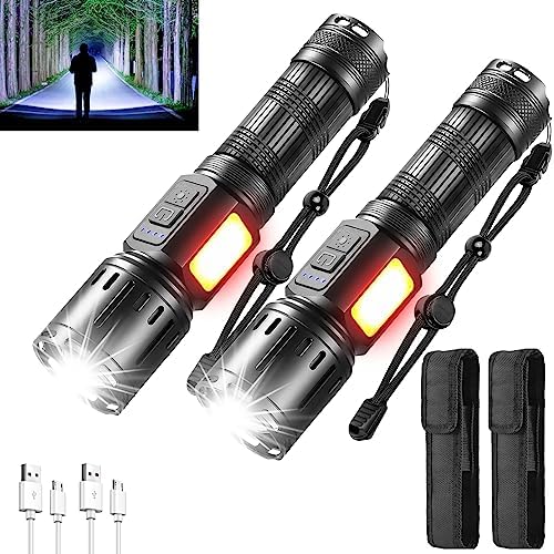 Flashlights 90000 High Lumens 2Pack, LED Flashlight with Holster ...