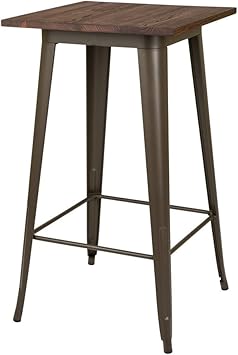 Amazon.com: glitzhome Rustic Square Metal Wood Bar Table Bistro Pub ...