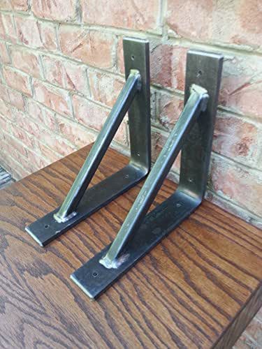 Amazon.com: Two Thick 2" Wide Triangle Shelf Mantle Brackets 10"x10 ...
