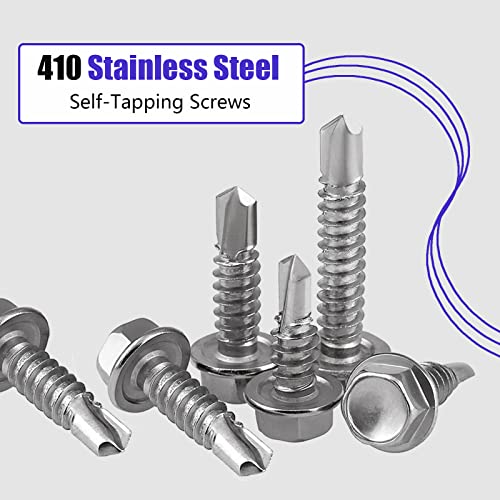 DY.2ten 300Pcs M4 410 Stainless Steel Self Drilling Hex Head Screws ...