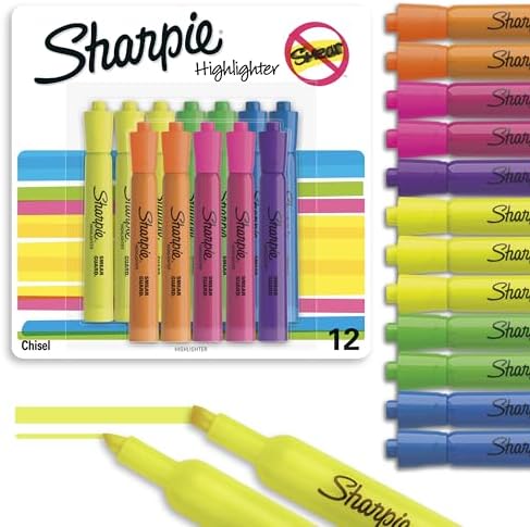Sharpie Retractable Highlighters, Chisel Tip, Assorted Colours, 12 ...