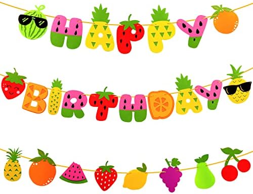 Amazon.com: Fruit Theme Birthday Party Decorations Happy Birthday Felt ...