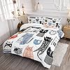Amazon.com: CVHOUSE Cat Bedding,Cartoon Cat Comforter Queen,Animals ...