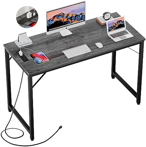 Amazon.com: Pshelfy Computer Desk with Power Outlet 2-Tier Ladder Home ...