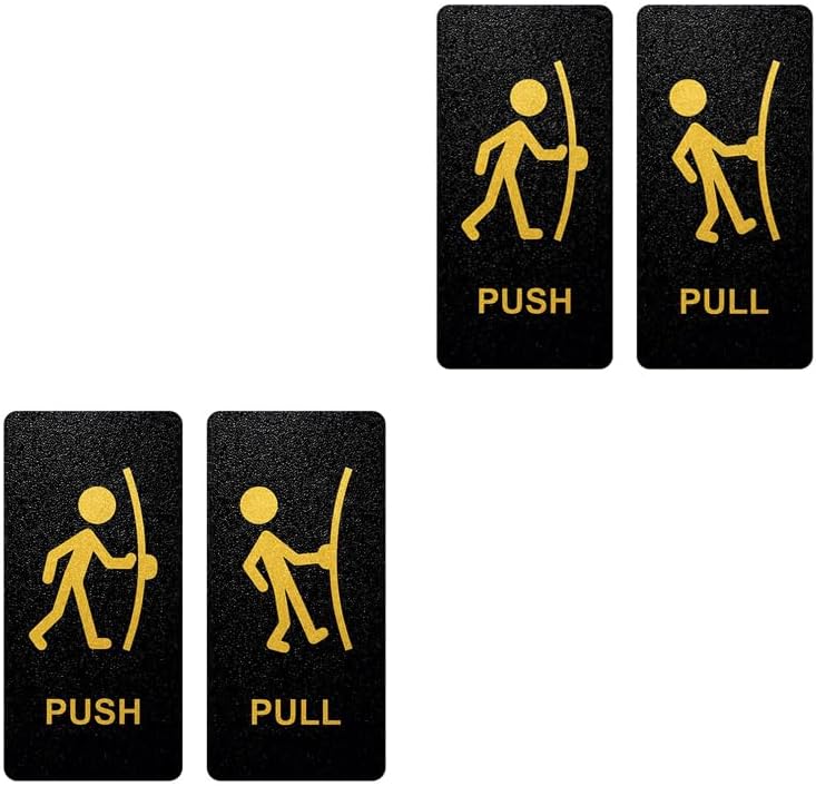 TULAY Black and Gold Push Pull Wooden Sign Board self adhesive stickers ...