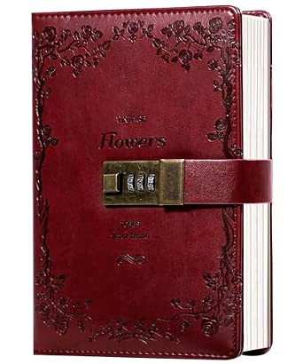 CAGIE Lock Diary Leather Locking Journal Writing Notebook Vintage Lock ...