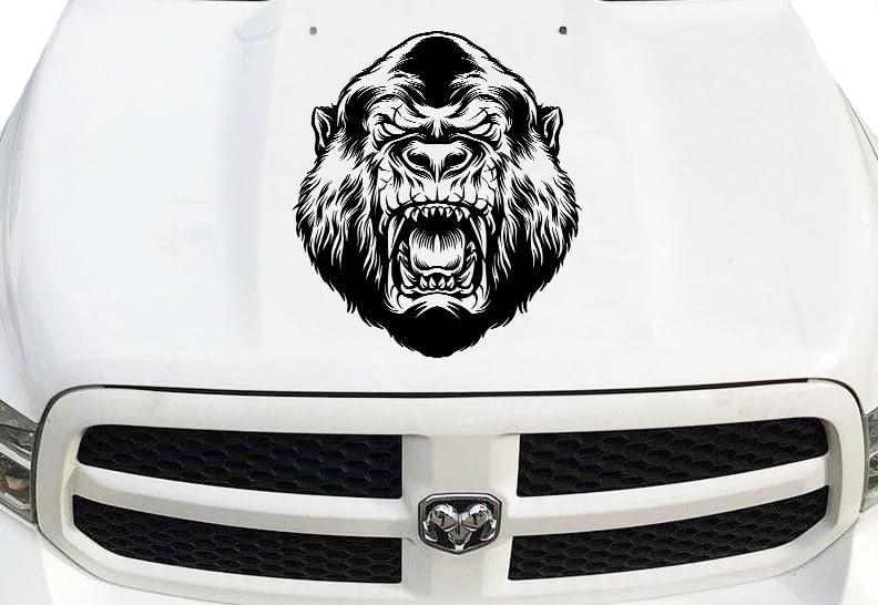 Amazon.com: Gorilla Car Decal, Angry Gorilla Car Decal,Sports Car Hood ...