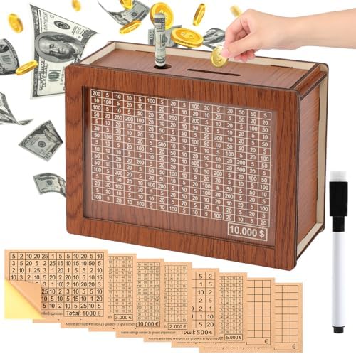 Amazon.com: Wooden Money Box Money Bank for Kids and Adults,Cash Vault ...