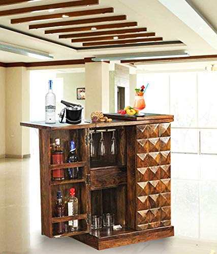Santosha Decor Sheesham Wood Bar Cabinet Rack Hard and Soft Drinks ...