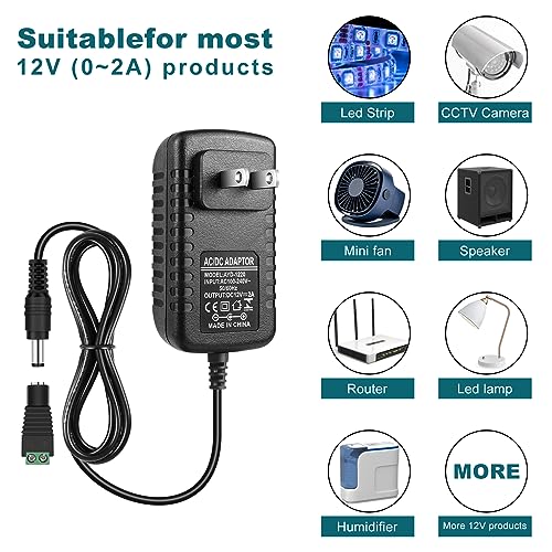 Snapklik.com : inShareplus DC 12V Power Supply, 5 Pack 12 Voltage 2A ...