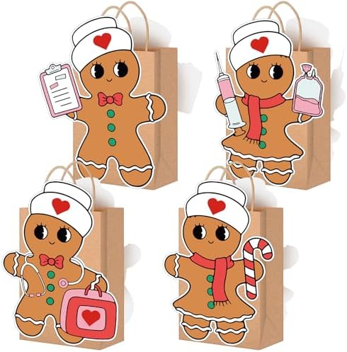 Amazon.com: MotiMind 16 Pcs Nurse Christmas Gingerbread Gift Bags with ...