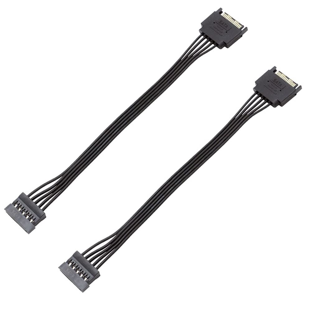 YiKaiEn 2 Packs SATA 15 Pin Male to SATA Female Power Supply Cable 12.6 ...