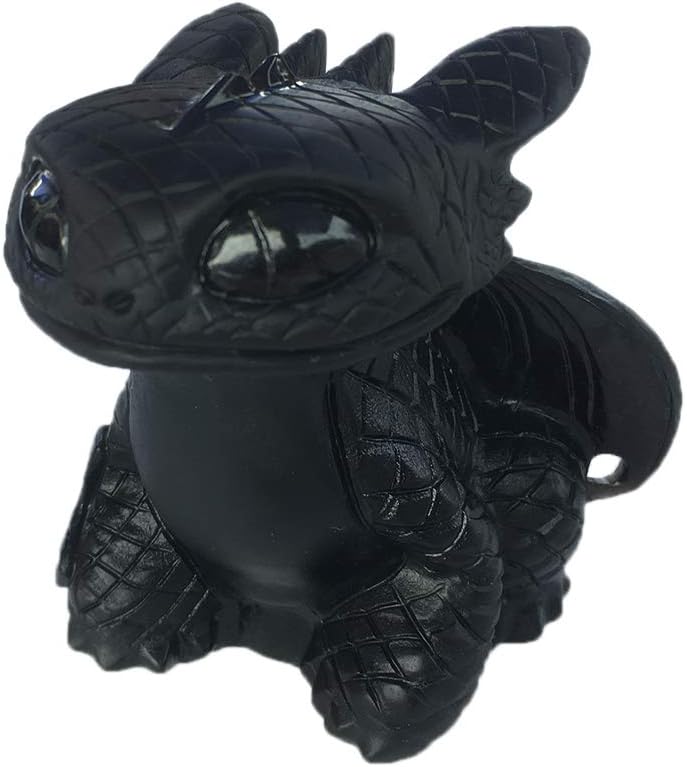 Amazon.com: Natural Obsidian Toothless Dragon Hand Carved Quartz ...