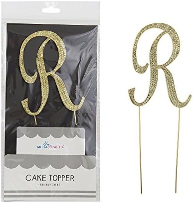 Amazon.com: Mega Crafts Sparkly Gold Rhinestone Letter R Cake Topper ...