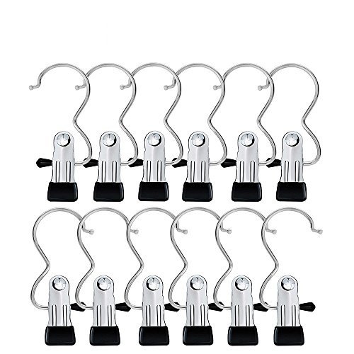 Htianc 12pcs Hanging Clips for Clothes Portable Laundry Clips with ...