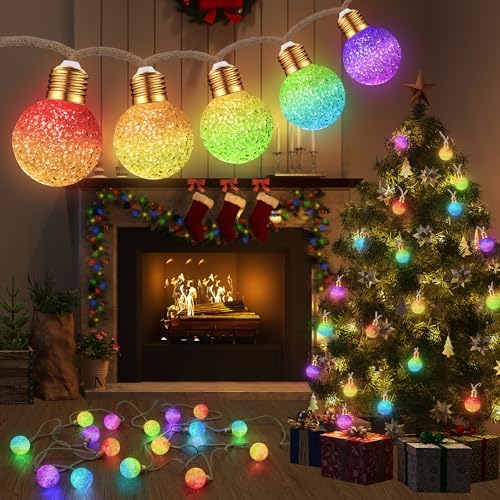 Toodour Christmas String Lights, 26Ft 16 LED Color Changing Globe ...