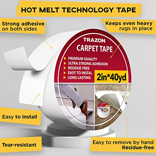 Snapklik.com : Trazon Carpet Tape Double Sided - Rug Tape Grippers For ...