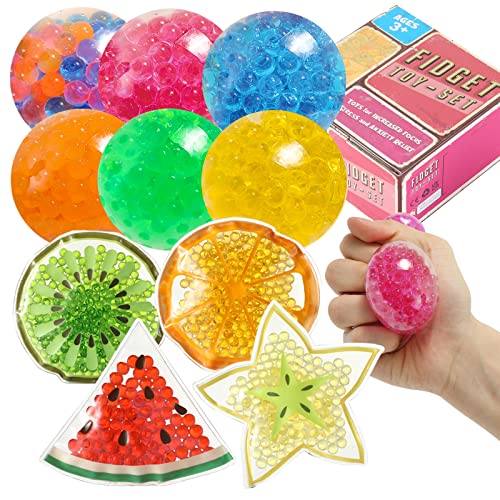 Sensory Water Beads Toy for Kids 10 Pack, Fidget Stress Balls Toys for ...