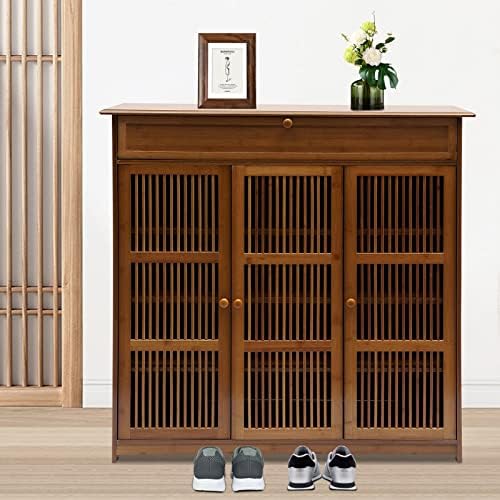 Amazon.com: BILPIKOGoo Shoe Storage Cabinet, Bamboo 4 Tier Entryway ...