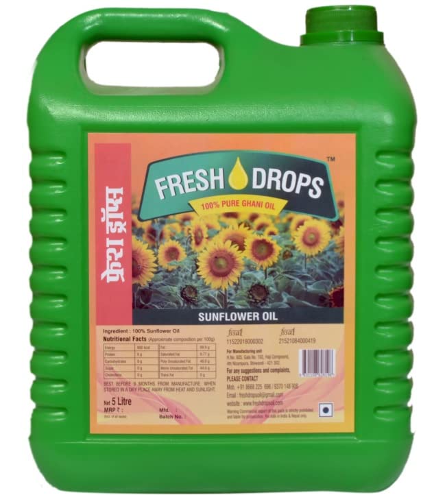 Sunflower Oil | Non Refined Oil | Fresh Drops Oil : Amazon.in: Grocery ...