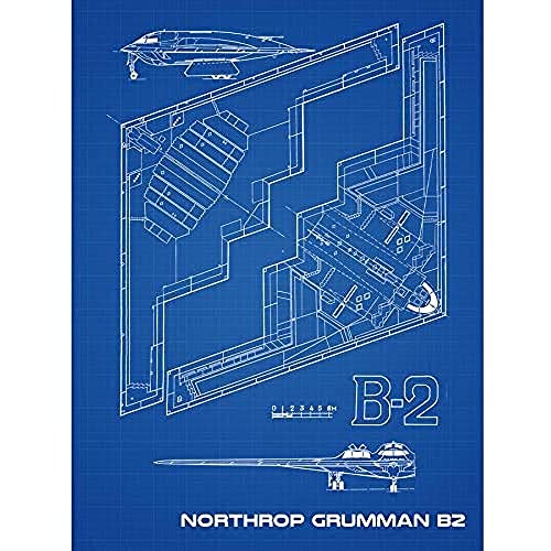Northrop B-2 Spirit Stealth Bomber Blueprint Plan Art Print Canvas ...