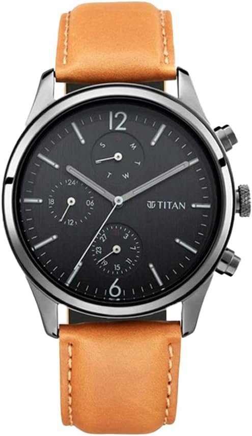 Titan Men's Metropolitan Charm: Men's Multifunctional Black Watch with ...