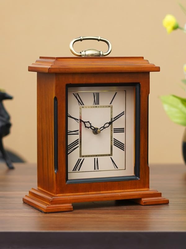 CHRONIKLE Decorative Brown Color Wooden Analog Roman Numbers ...