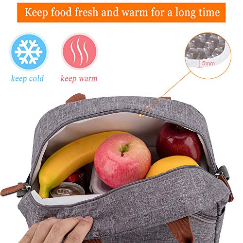Insulated Lunch Box Bag with Detachable Shoulder Strap & Carry Handle ...