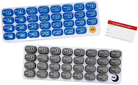 Amazon.com: Monthly Pill Organizer 2 Times A Day AM/PM 31 Day Pill Box ...