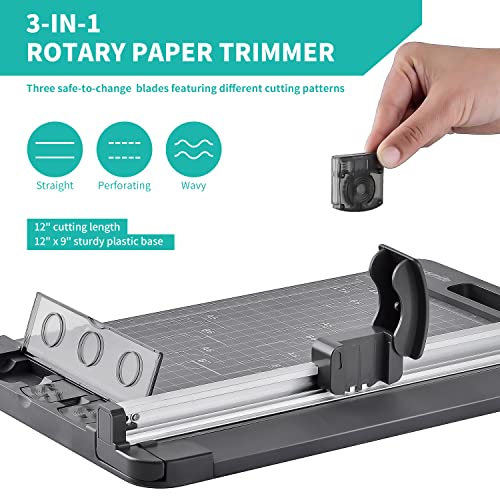 Snapklik.com : Rotary Paper Trimmer, 3-in-1 Paper Cutter, 12 Inch ...