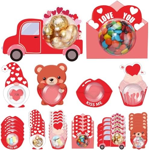 Amazon.com | Motiskyy 30 Pack Valentine‘s Day Candy Cards with Candy ...