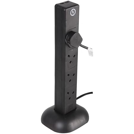 Masterplug 10 Gang, 1m Surge Protected Tower Extension Lead with 2 x ...