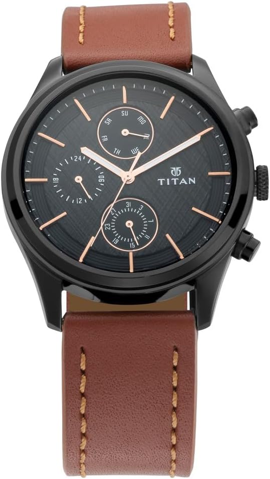 Titan Men's Metropolitan Charm: Men's Multifunctional Black Watch with ...