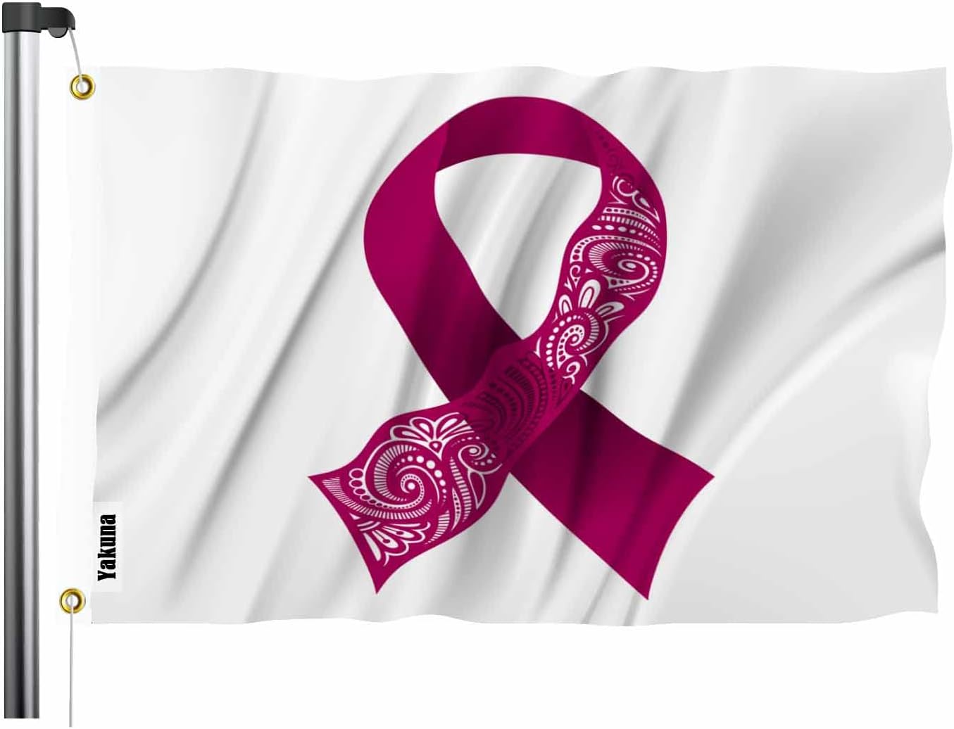 Amazon.com : Swono Pink Ribbon Flag 3x5 ft Breast Cancer Flag Double ...