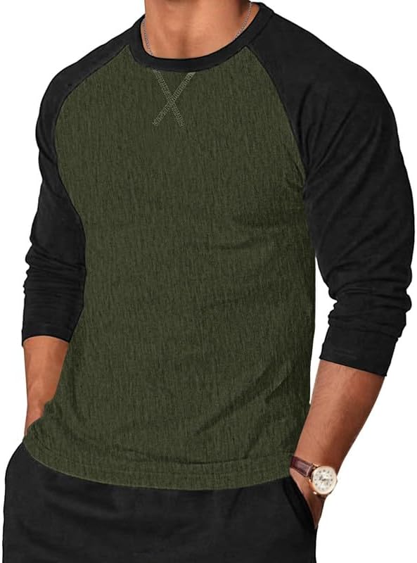 TARAINYA Mens Cotton Crewneck T-Shirt Long Sleeve Casual Soft Stylish ...