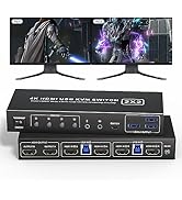 Amazon.com: KVM Switch 3 Monitors 2 Computers Share 1000Mbps Ethernet ...