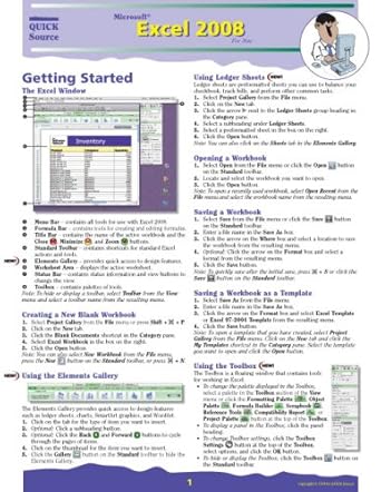 Microsoft Excel 2008 for Mac Quick Source Guide: Quick Source ...