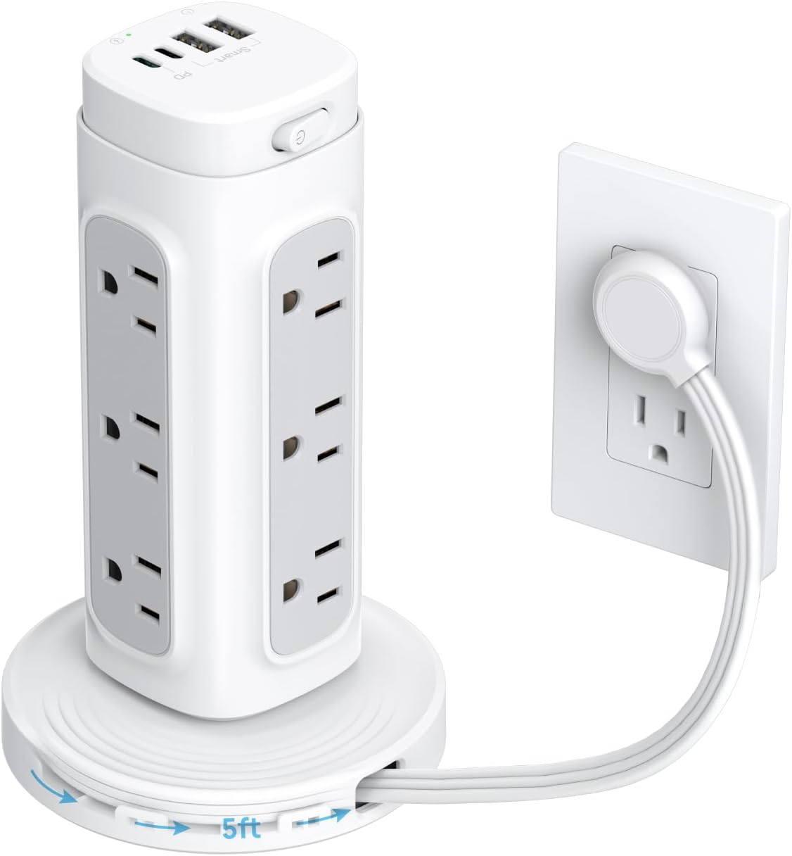 Amazon.com: TROND Flat Plug Power Strip Tower - 5ft Retractable ...