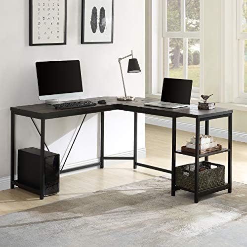 Amazon.com: GlowSpark 59-inch L-Shaped Computer Desk with 2-Tier ...